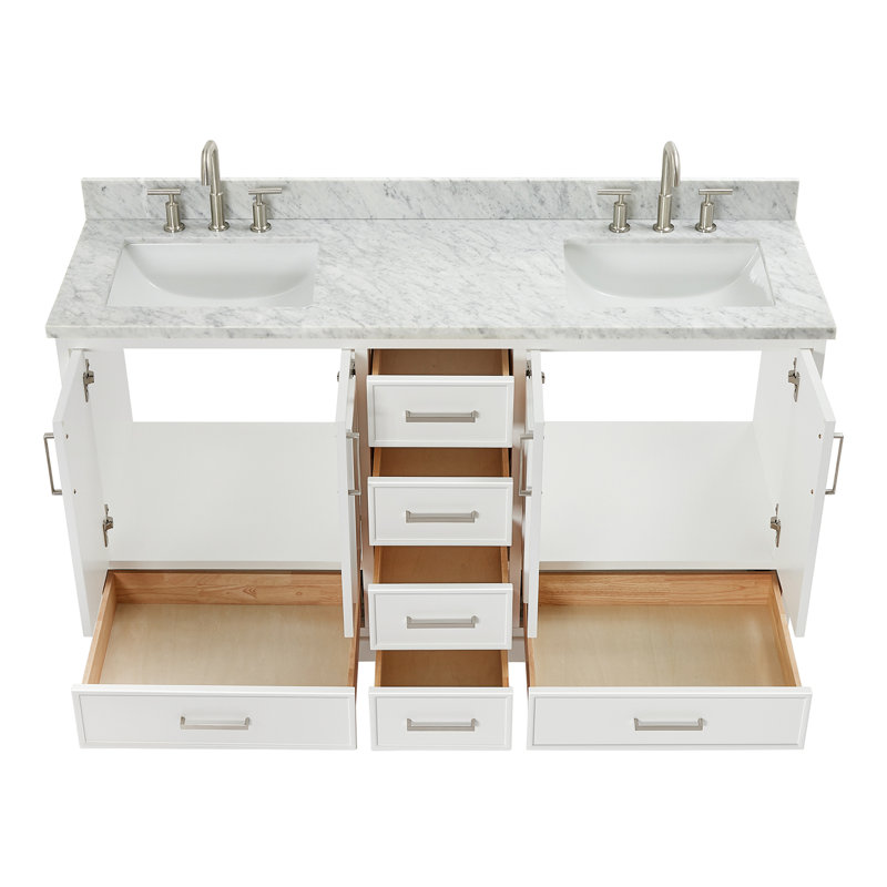 Winston Porter Peighten 61 Double Bathroom Vanity With Carrara Marble